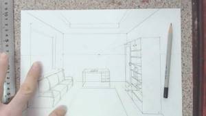 Drawing of your room in pencil. How to draw a room with furniture with ...